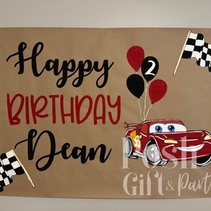 Race Car Painted Banner, Cars Inspired Birthday Sign, Hand Painted ...