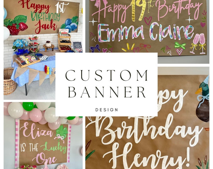 Birthday Banner Hand Painted Banner Personalized Painted Banner - Etsy
