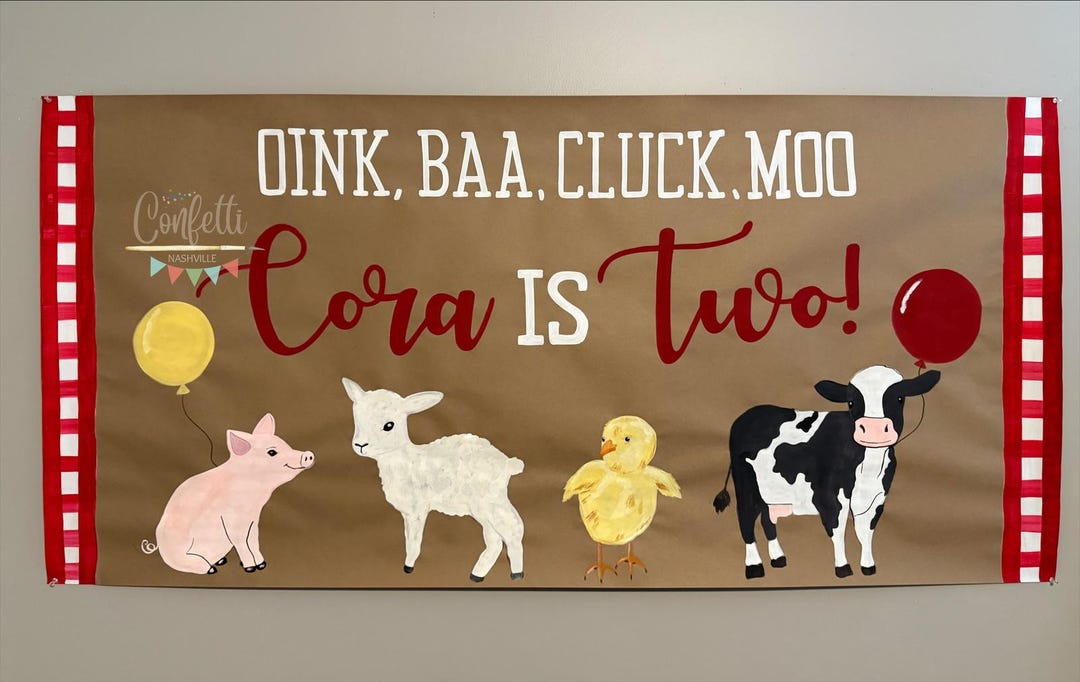 Farm Birthday Hand Painted Paper Banner for Celebrations, Personalized ...