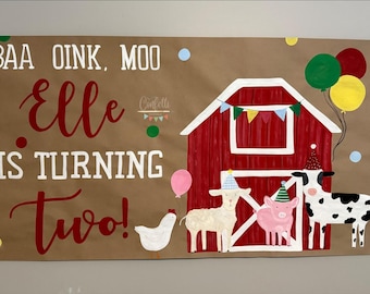 Oink, Moo, Cockle Doodle Doo Hand Painted Banner - Etsy