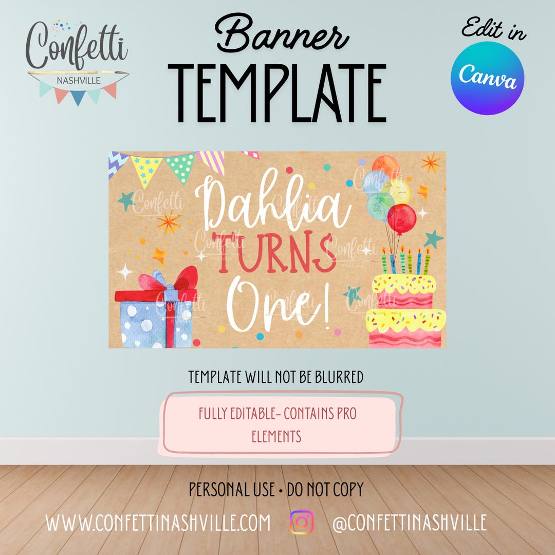 Editable Birthday Banner Template – DIY Party Backdrop (canva) - Etsy