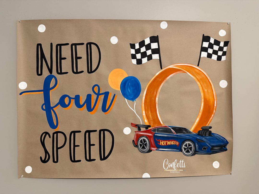Custom Hot Wheels Birthday Banner | Hand-painted Race Car Party Sign - Etsy