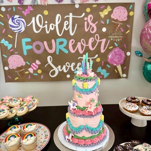 Hand Painted Sweets Birthday Party Banner Personalized Custom Sign ...