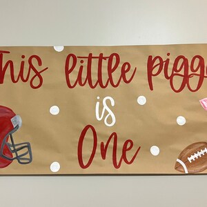 First Year Down Football Birthday Sign for First Birthday, Painted ...