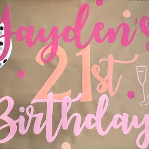 Handpainted Kraft Paper Twenty-first Birthday Banner - Custom Backdrop ...