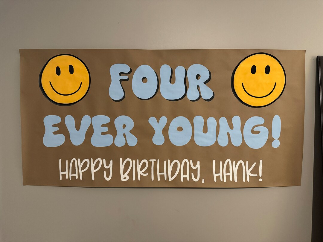 Retro Smiley Face Painted Banner Birthday Sign - Etsy