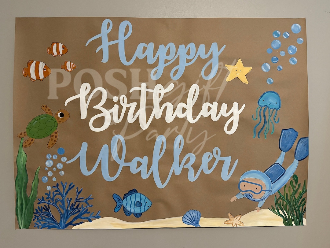 Under the Sea Painted Banner, Ocean Theme, Scuba Birthday Banner - Etsy