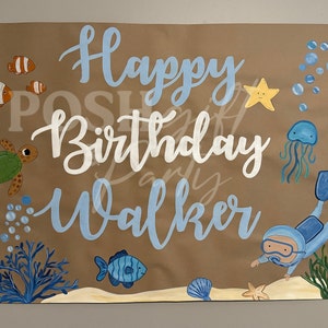 Under the Sea Painted Banner, Ocean Theme, Scuba Birthday Banner - Etsy