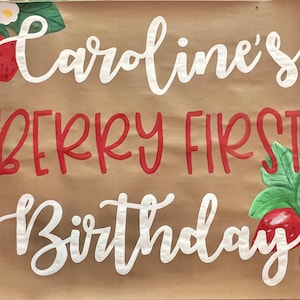 Painted Banner Berry First Birthday Sign - Etsy