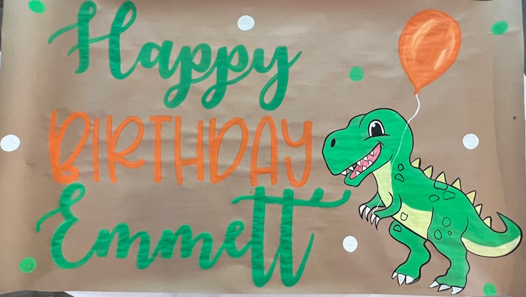 Painted Dinosaur Banner,kraft Paper Banner, Custom Hand Painted, Party ...