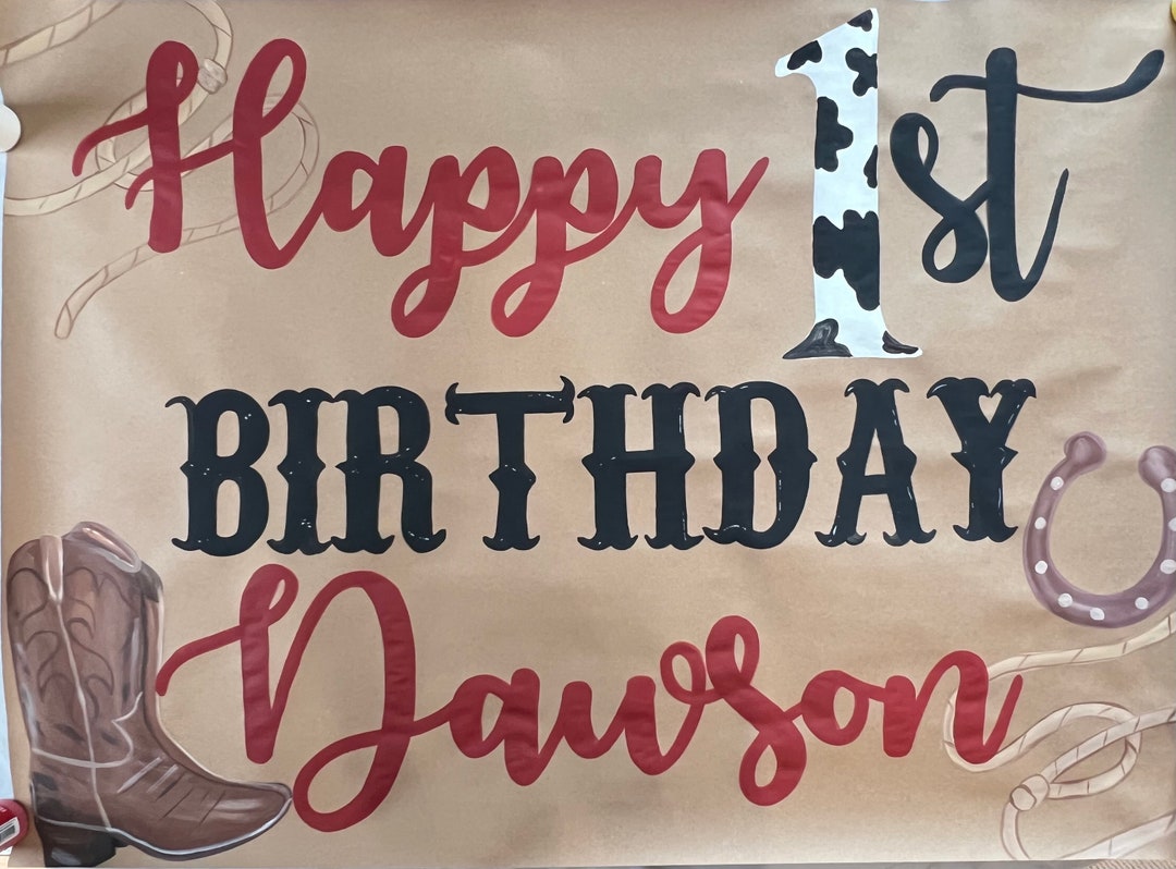 Custom Hand-painted Rodeo Cowboy Birthday Banner - Personalized Western ...