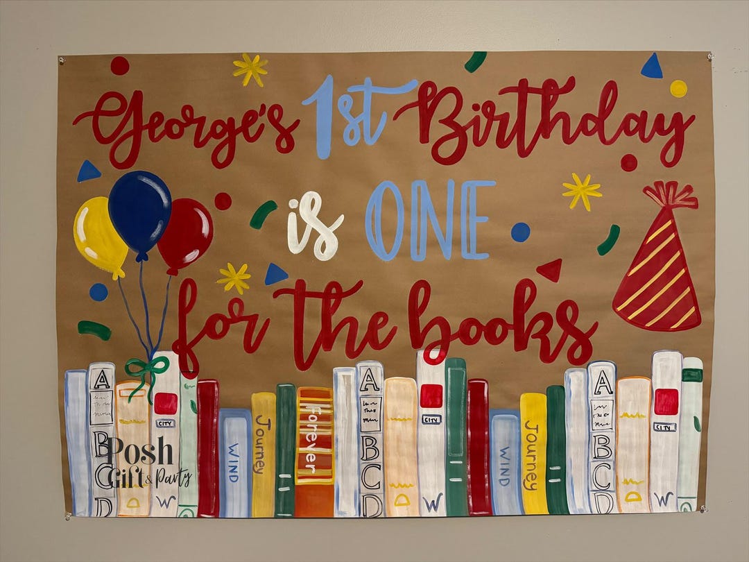One for the Books, First Birthday Book Hand Painted Banner - Etsy