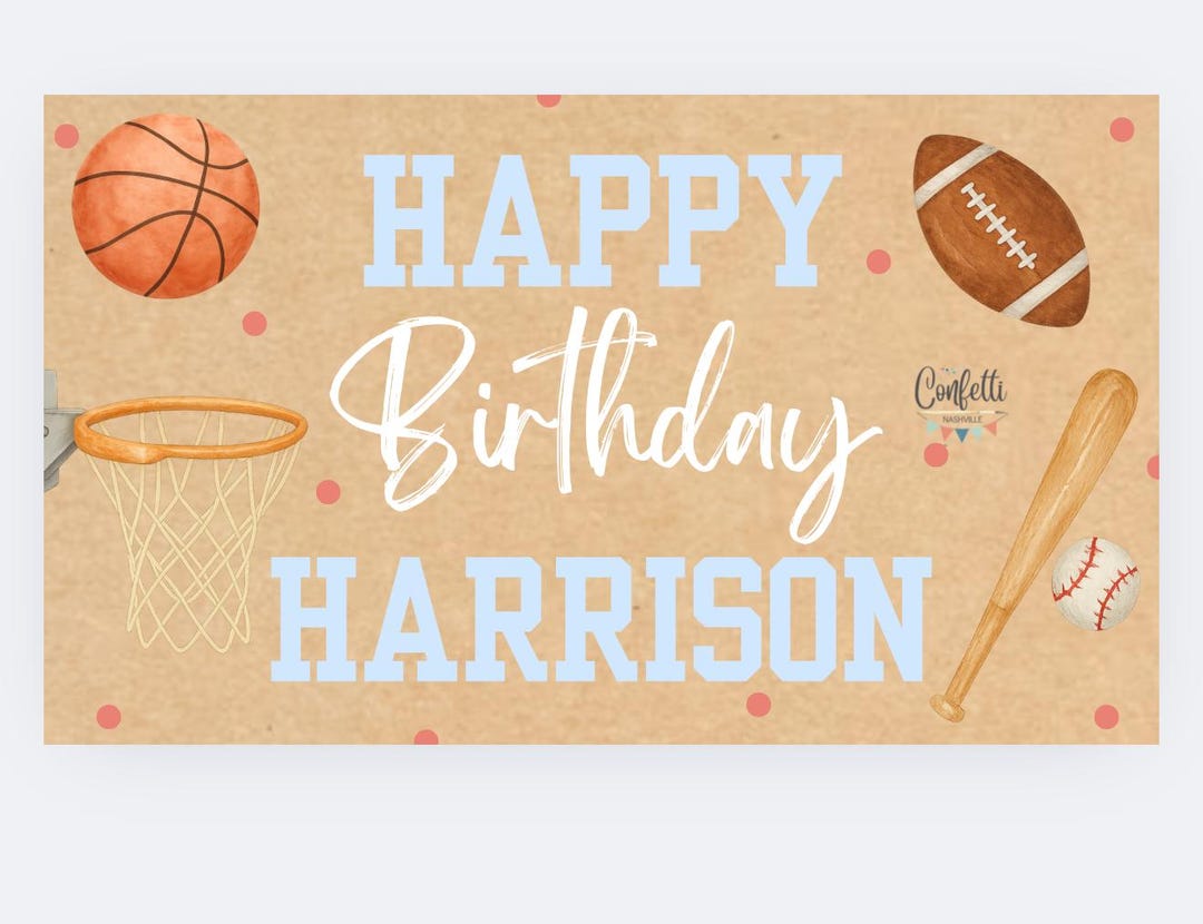 Sports Birthday Banner Template and Printable Banner: Basketball ...
