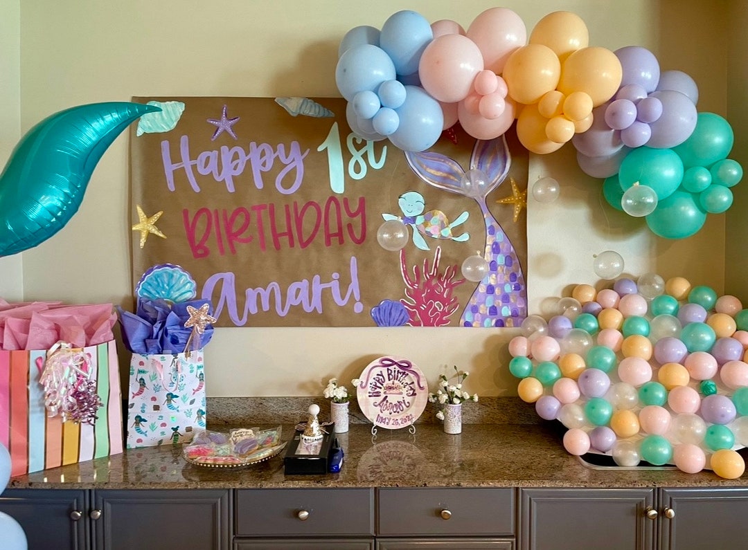Mermaid Painted Banner Birthday Sign - Etsy