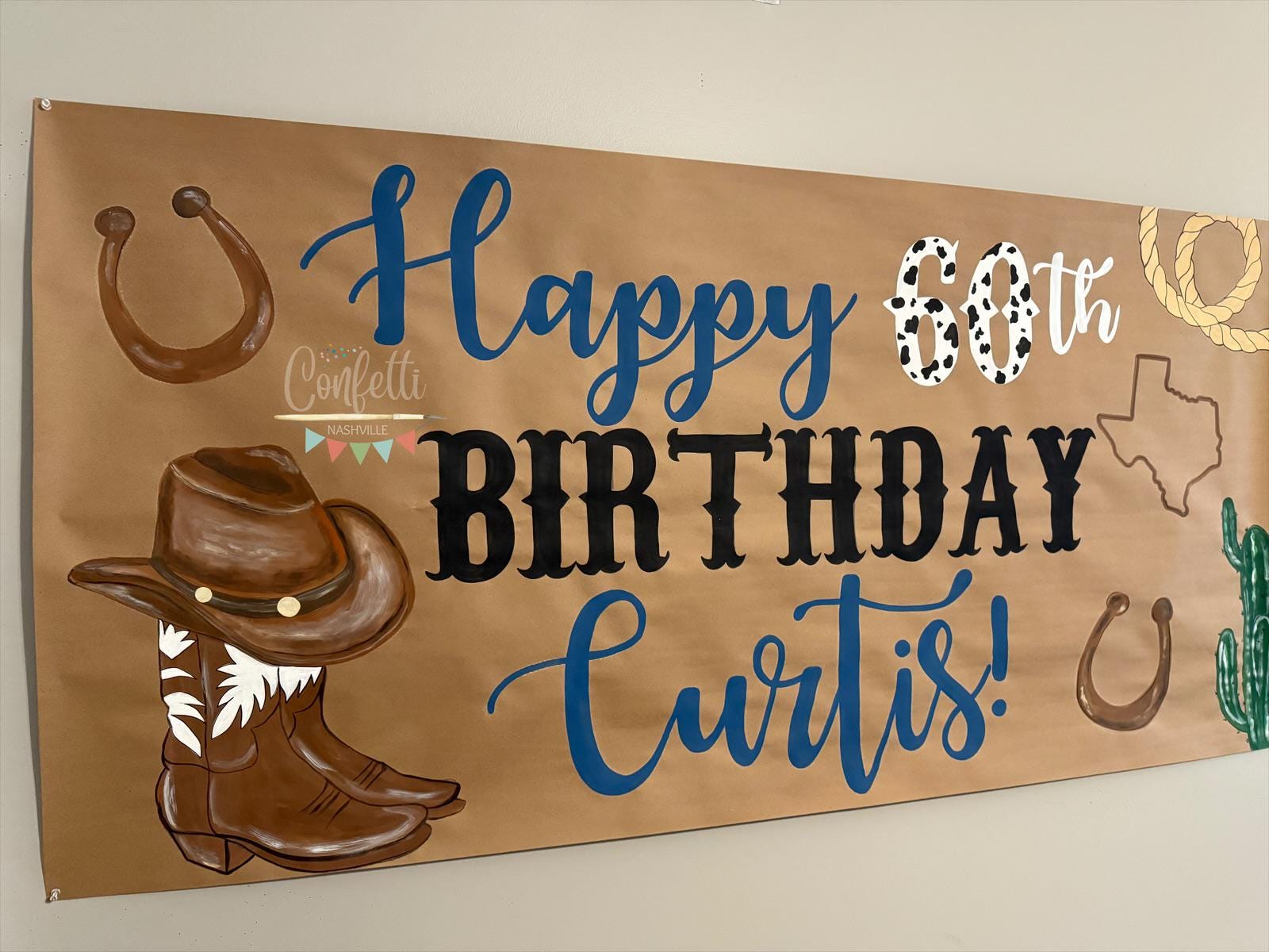 Western Painted Birthday Banner, Personalized Sign for Party Backdrop ...