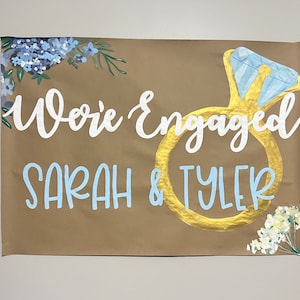 Hand Painted Engagement Banner: Personalized Congrats Sign - Etsy