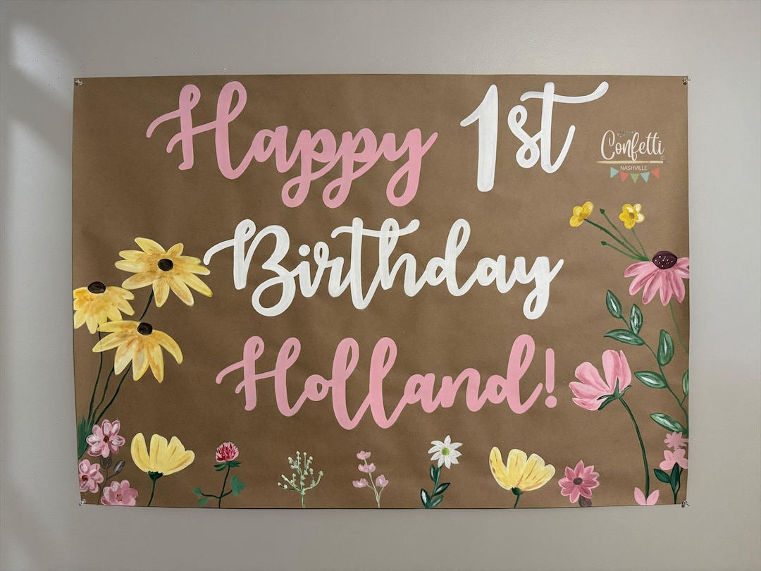 Custom Hand-painted Wildflower Banner – Personalized Party Decor - Etsy