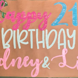 Handpainted Kraft Paper Twenty-first Birthday Banner - Custom Backdrop ...