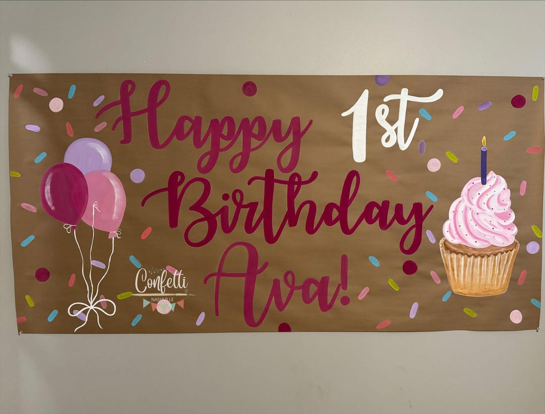 Custom Hand-painted Happy Birthday Banner – Brown Paper Party Decor - Etsy