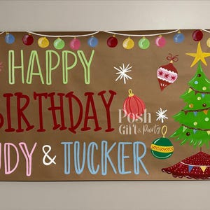 Christmas Birthday Banner: Hand Painted Custom Party Decor - Etsy