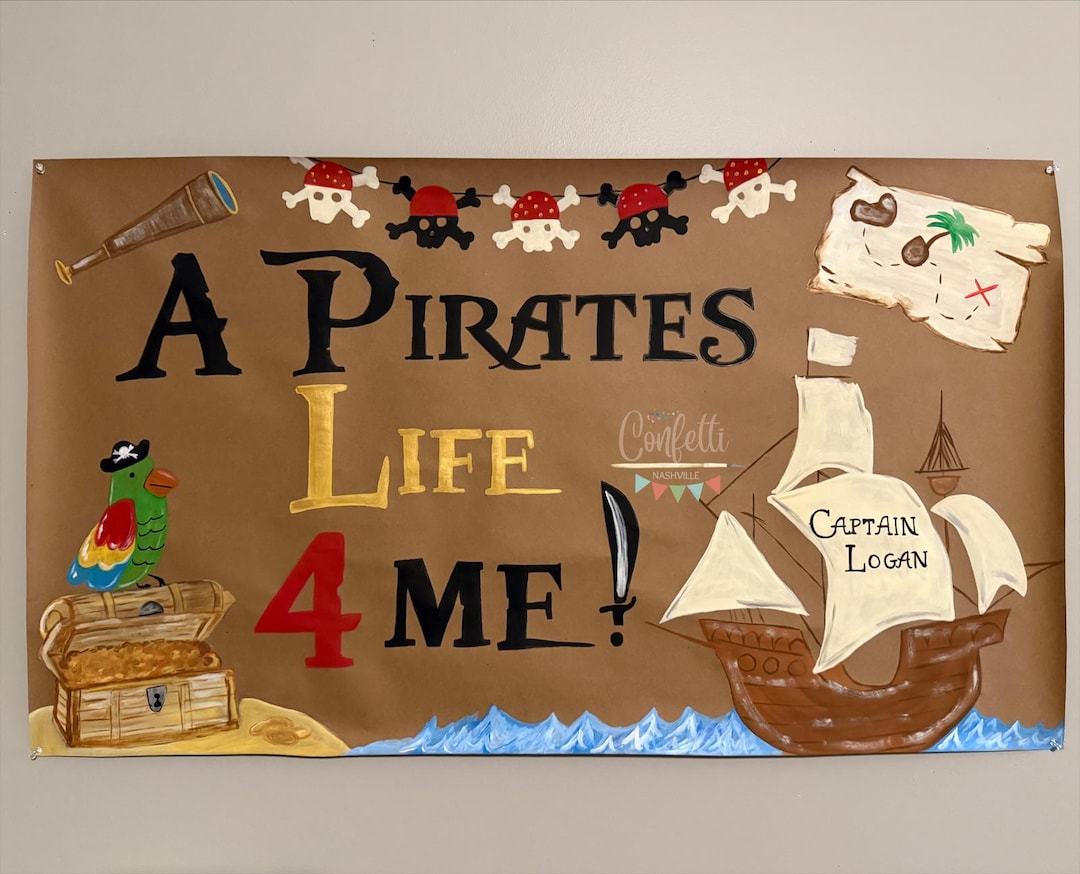 Hand Painted Banner, Pirate Birthday Sign Decor - Etsy