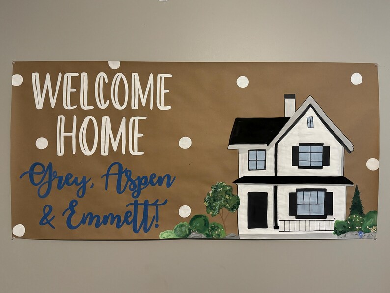 Housewarming Painted Banner, Welcome Home - Etsy