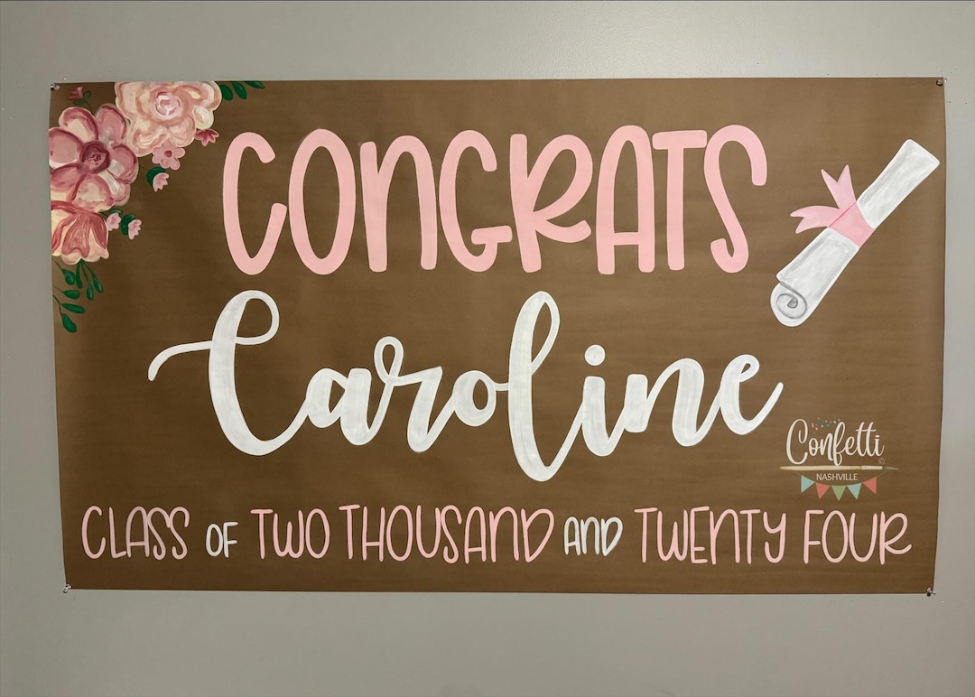 Customizable Painted Graduation Banner Sign | Hand-crafted Celebration ...