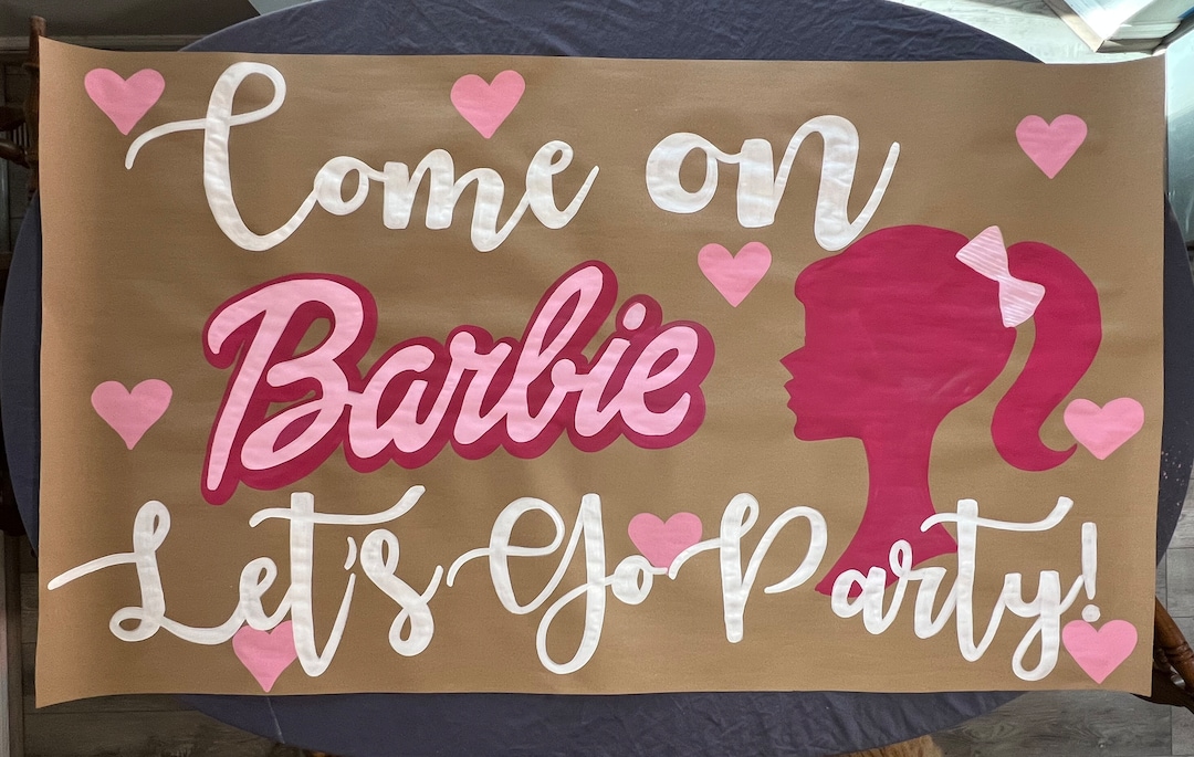 Barbie Birthday Painted Banner Sign - Etsy