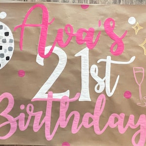 Handpainted Kraft Paper Twenty-first Birthday Banner - Custom Backdrop ...