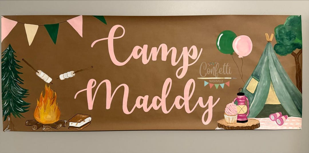 Hand Painted Banner Camping Birthday - Etsy