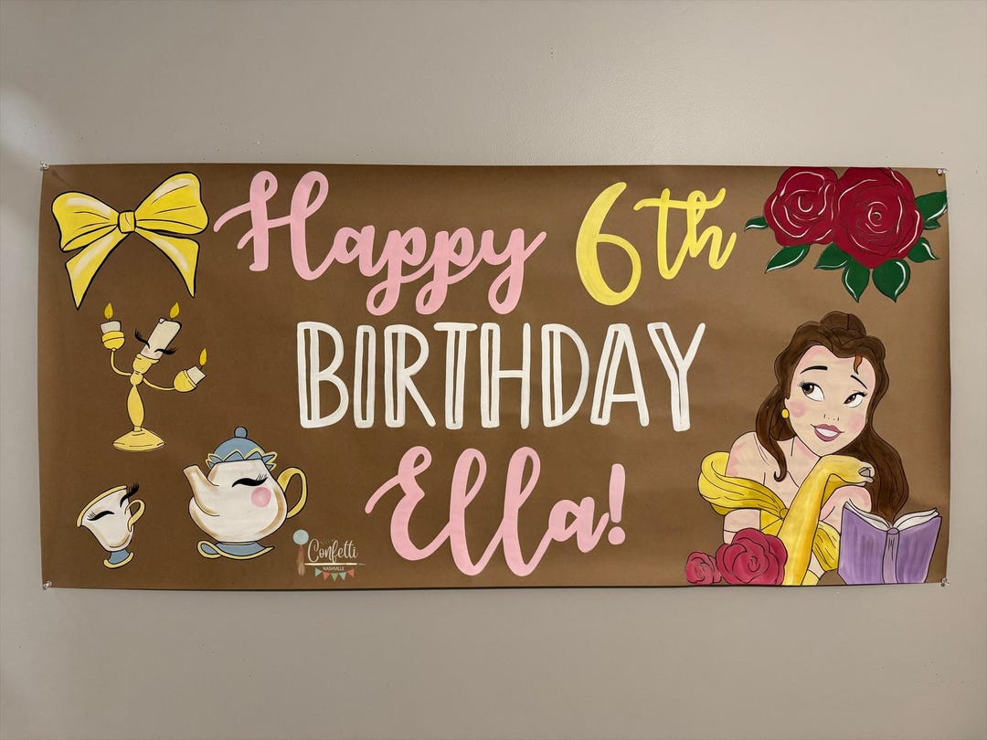 Princess Hand Painted Banner, Personalized Birthday Sign, Custom ...