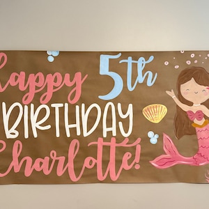 Handcrafted Mermaid Birthday Banner: Personalized Underwater Sea Party ...