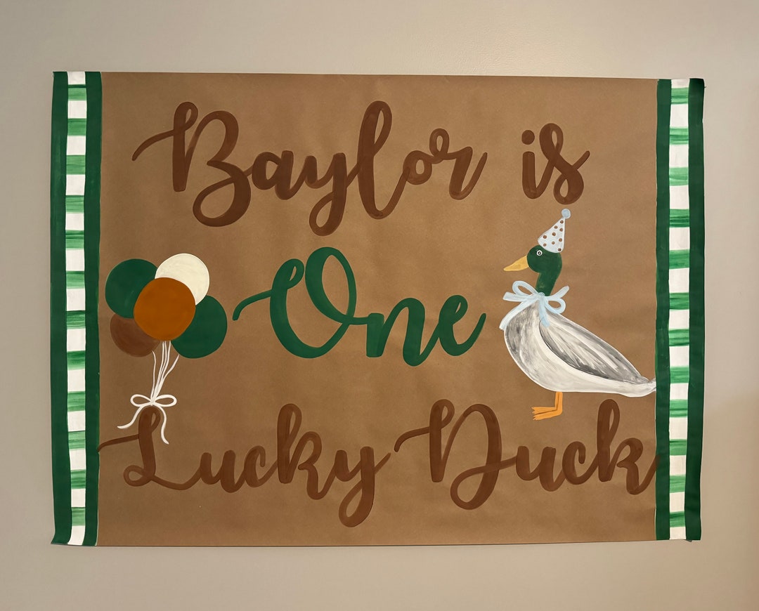 Hand Painted Mallard Duck Birthday Banner: Custom Party Decor - Etsy