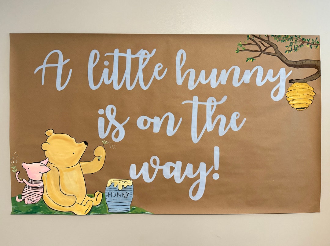 Winnie the Pooh a Little Hunny is on the Way Handpainted Baby Shower ...