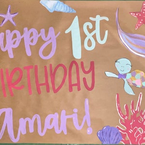 Mermaid Painted Banner Birthday Sign - Etsy