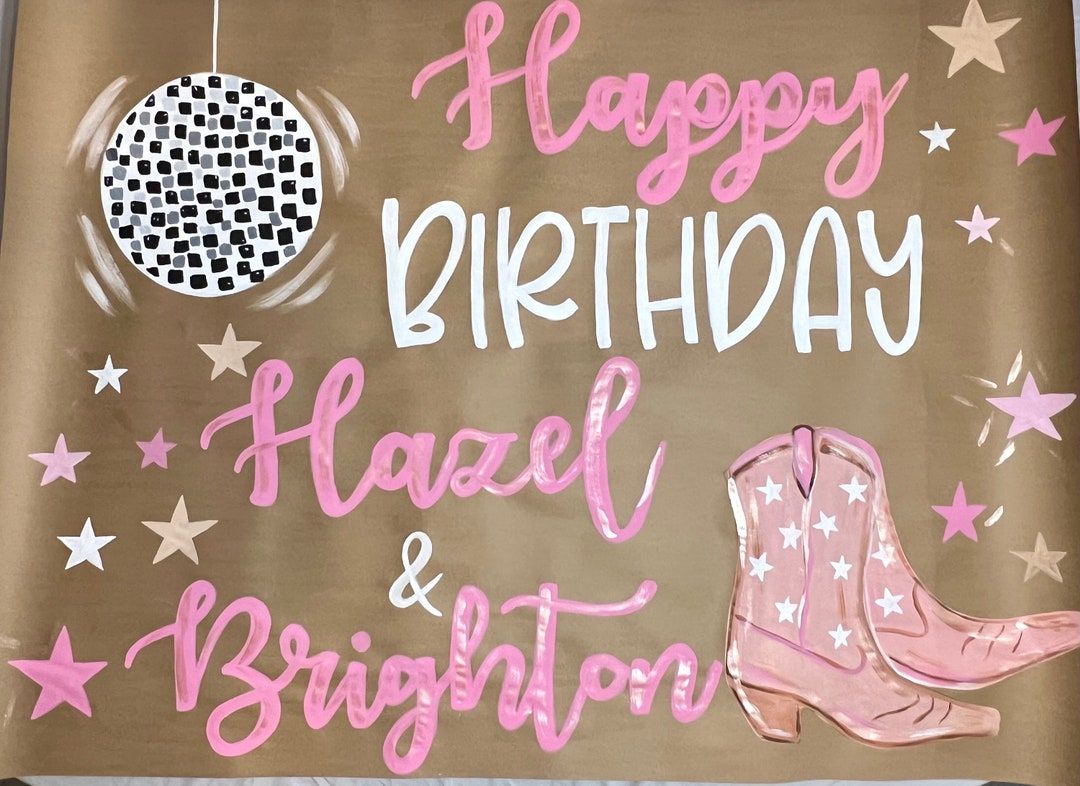 Painted Banner,kraft Paper Banner, Custom Hand Painted, Party Banner ... Painted Banner,kraft Paper Banner, Custom Hand Painted, Party Banner ...
