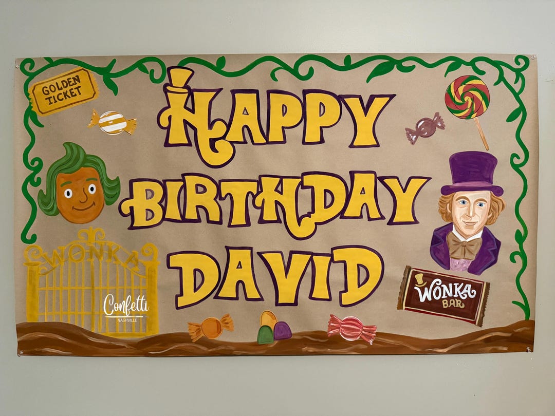 Candy Factory Birthday Banner: Golden Ticket Oompa Loompa Party Decor ...