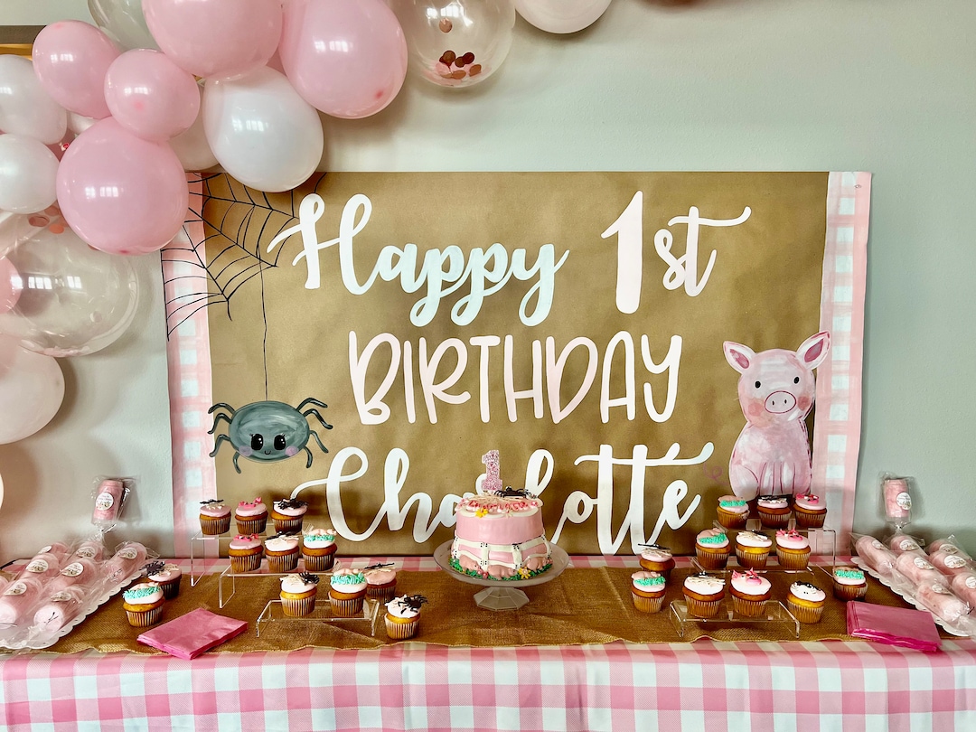 Charlottes Web Painted Banner, Girls Painted Party Banner, Kraft Paper ...