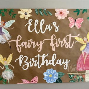 Fairy First Birthday Hand Painted Banner- Fairy Birthday - Etsy