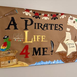 Hand Painted Banner, Pirate Birthday Sign Decor - Etsy