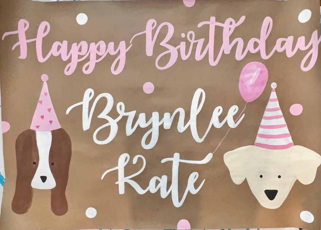 Puppy Themed Painted Banner,kraft Paper Banner, Custom Hand Painted ...