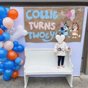 Bluey Birthday Banner, Bluey and Bingo Painted Banner,kraft Paper ...