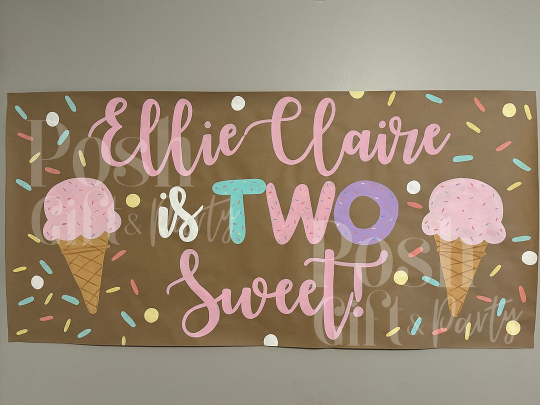Two Sweet Birthday Painted Party Banner - Etsy