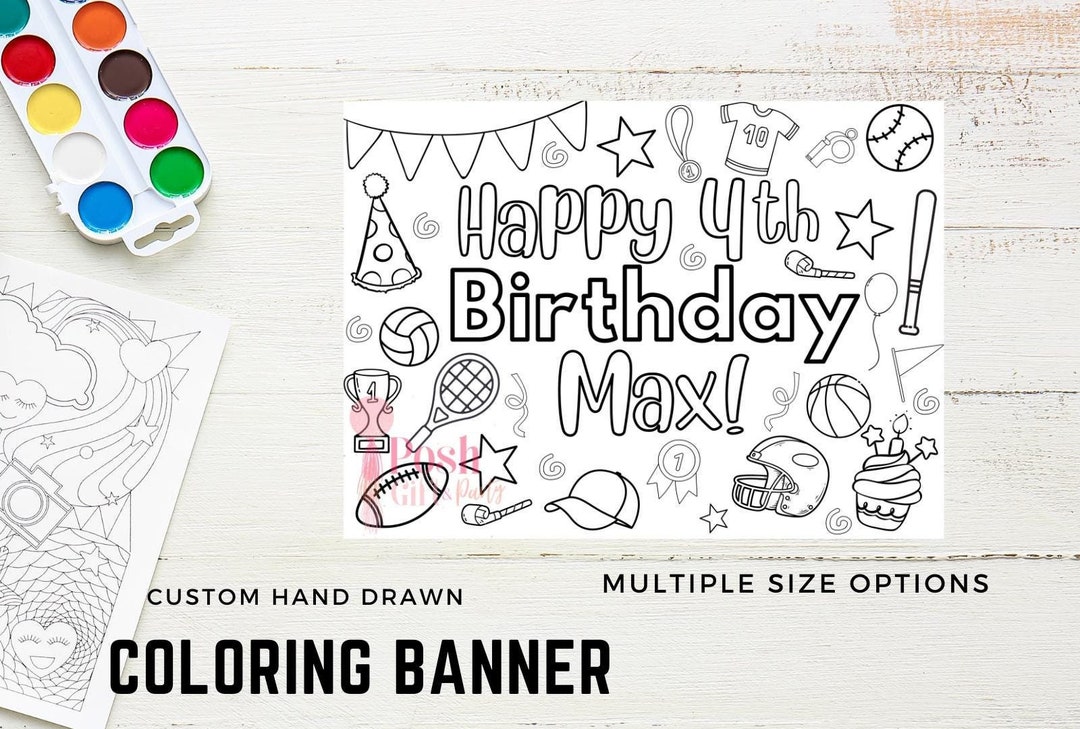 Coloring Banner Personalized Hand Drawn Sign - Etsy