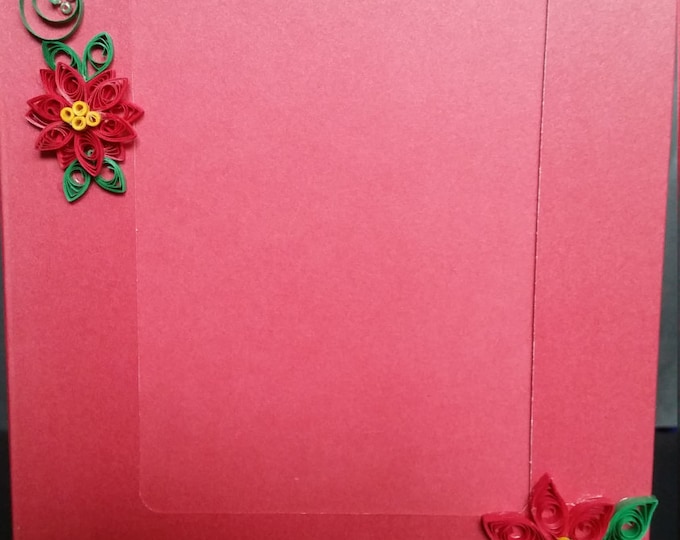 9x6 Inch Red Photo Frame Card, Embellished With Quilled Poinsettias ...