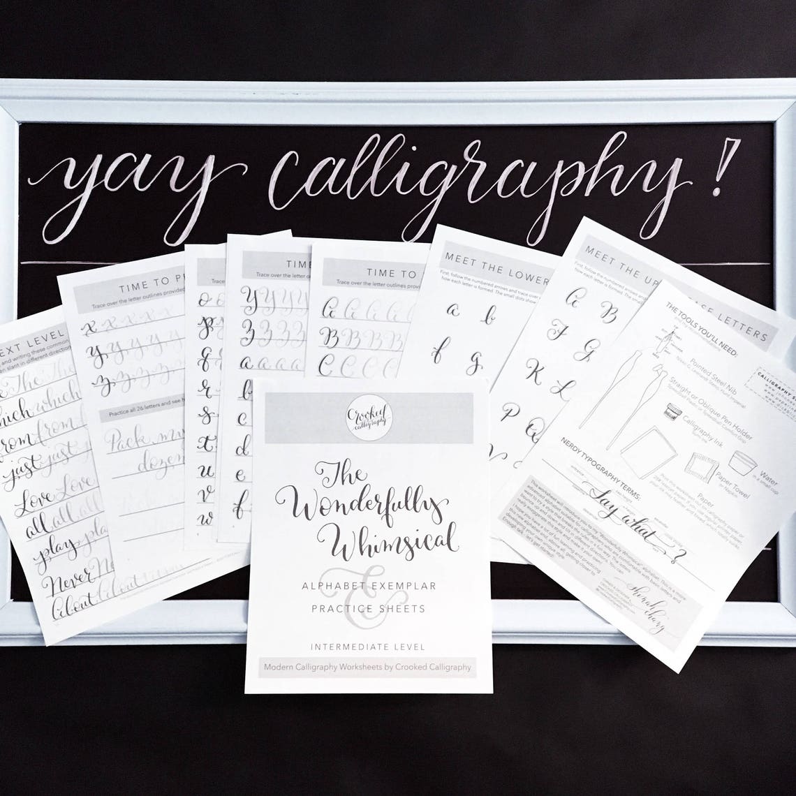 Modern Calligraphy PRINTABLE Worksheet - INSTANT DOWNLOAD - Whimsical ...