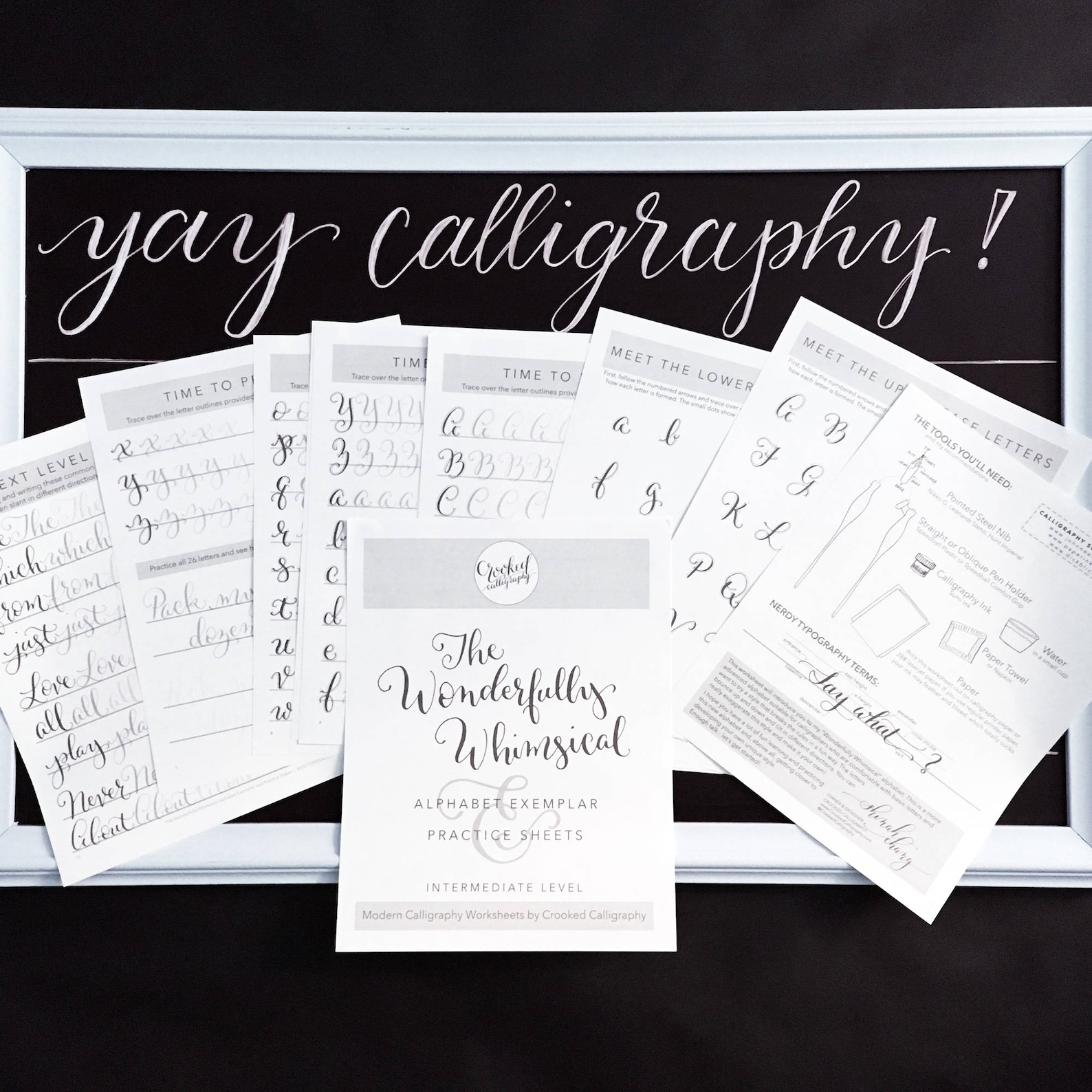 Modern Calligraphy PRINTABLE Worksheet - INSTANT DOWNLOAD - Whimsical ...