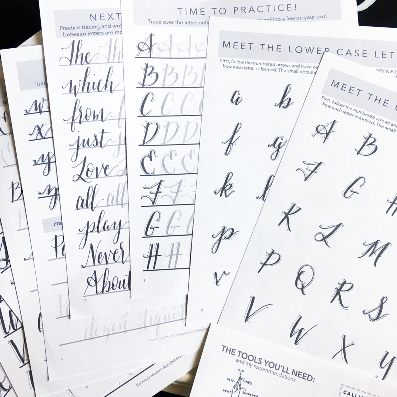 Modern Calligraphy PRINTABLE Worksheet - INSTANT DOWNLOAD - Kinda ...