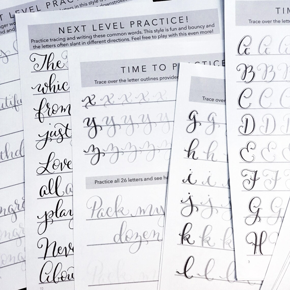 Modern Calligraphy PRINTABLE Worksheet - INSTANT DOWNLOAD - Whimsical ...