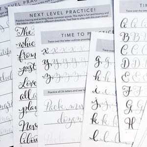 Modern Calligraphy PRINTABLE Worksheet - INSTANT DOWNLOAD - Whimsical ...